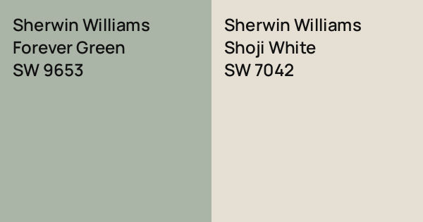 Sherwin Williams Forever Green vs. Sherwin Williams Shoji White comparison