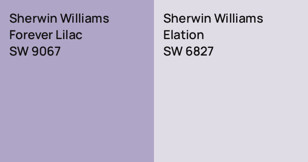 Sherwin Williams Forever Lilac vs. Sherwin Williams Elation comparison