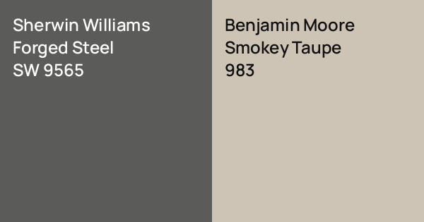 Sherwin Williams Forged Steel vs. Benjamin Moore Smokey Taupe comparison