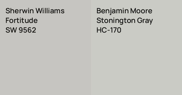 Sherwin Williams Fortitude vs. Benjamin Moore Stonington Gray comparison