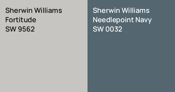 Sherwin Williams Fortitude vs. Sherwin Williams Needlepoint Navy comparison