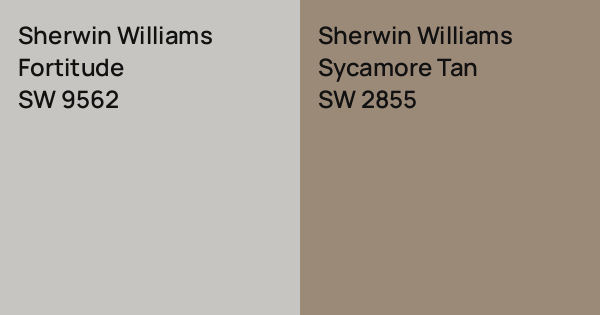 Sherwin Williams Fortitude vs. Sherwin Williams Sycamore Tan comparison