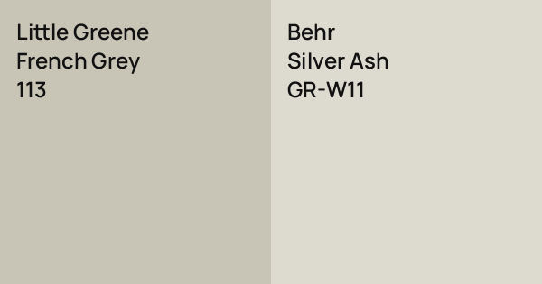 Little Greene French Grey vs. Behr Silver Ash comparison