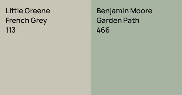 Little Greene French Grey vs. Benjamin Moore Garden Path comparison