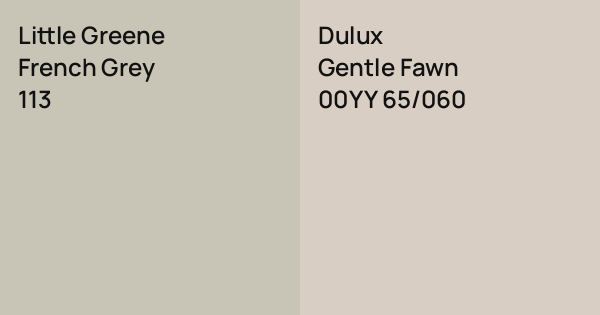 Little Greene French Grey vs. Dulux Gentle Fawn comparison