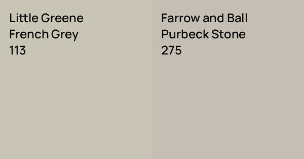 Little Greene French Grey vs. Farrow and Ball Purbeck Stone comparison