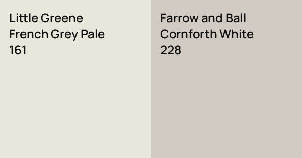 Little Greene French Grey Pale vs. Farrow and Ball Cornforth White ...
