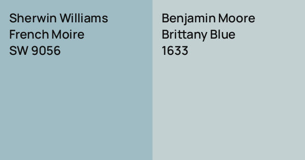 Sherwin Williams French Moire vs. Benjamin Moore Brittany Blue comparison