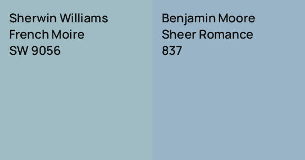 Sherwin Williams French Moire vs. Benjamin Moore Sheer Romance comparison