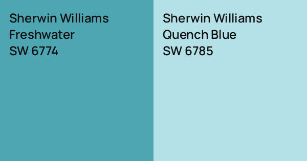 Sherwin Williams Freshwater vs. Sherwin Williams Quench Blue comparison