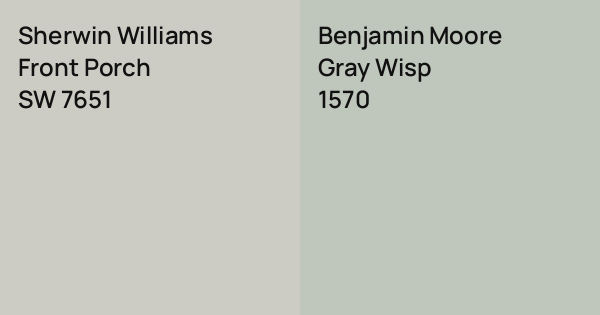 Sherwin Williams Front Porch vs. Benjamin Moore Gray Wisp comparison