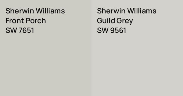 Sherwin Williams Front Porch vs. Sherwin Williams Guild Grey comparison