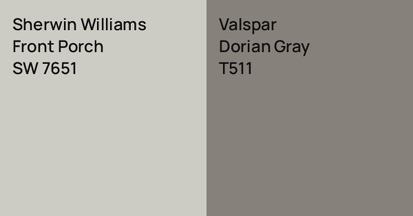 Sherwin Williams Front Porch vs. Valspar Dorian Gray comparison