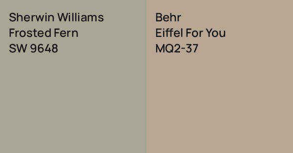 Sherwin Williams Frosted Fern vs. Behr Eiffel For You comparison