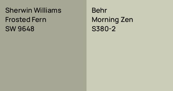 Sherwin Williams Frosted Fern vs. Behr Morning Zen comparison