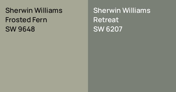 Sherwin Williams Frosted Fern vs. Sherwin Williams Retreat comparison