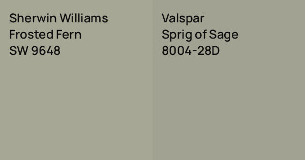 Sherwin Williams Frosted Fern vs. Valspar Sprig of Sage comparison