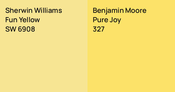 Sherwin Williams Fun Yellow vs. Benjamin Moore Pure Joy comparison
