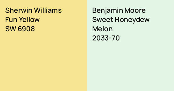 Sherwin Williams Fun Yellow vs. Benjamin Moore Sweet Honeydew Melon ...