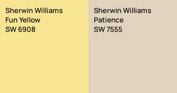 Sherwin Williams Fun Yellow vs. Sherwin Williams Patience comparison