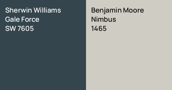 Sherwin Williams Gale Force vs. Benjamin Moore Nimbus comparison