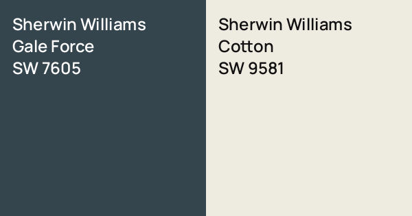 Sherwin Williams Gale Force vs. Sherwin Williams Cotton comparison