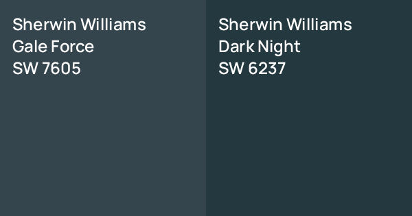 Sherwin Williams Gale Force vs. Sherwin Williams Dark Night comparison