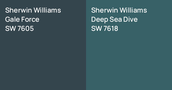 Sherwin Williams Gale Force vs. Sherwin Williams Deep Sea Dive comparison