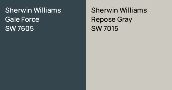 Sherwin Williams Gale Force vs. Sherwin Williams Repose Gray comparison