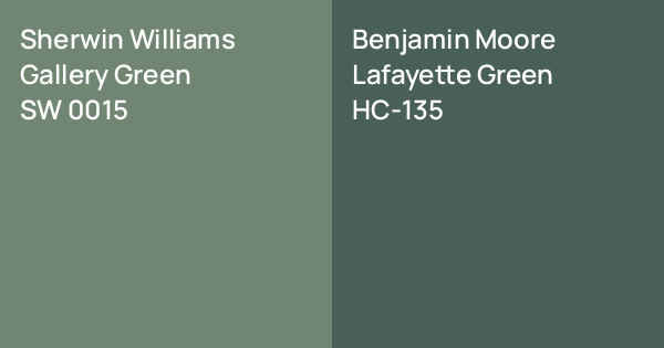 Sherwin Williams Gallery Green vs. Benjamin Moore Lafayette Green ...