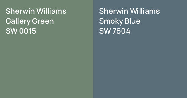 Sherwin Williams Gallery Green vs. Sherwin Williams Smoky Blue comparison