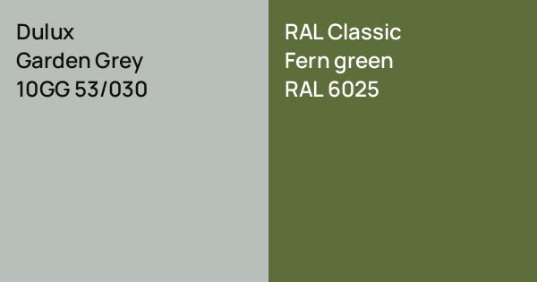 Dulux Garden Grey vs. RAL Classic Fern green comparison