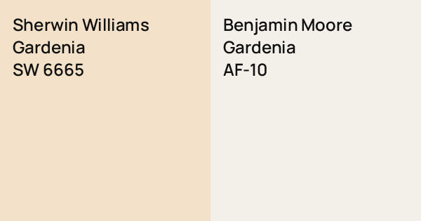 Sherwin Williams Gardenia vs. Benjamin Moore Gardenia comparison