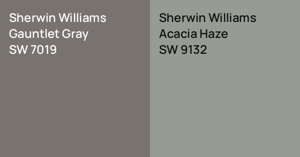 Sherwin Williams Gauntlet Gray vs. Sherwin Williams Acacia Haze comparison