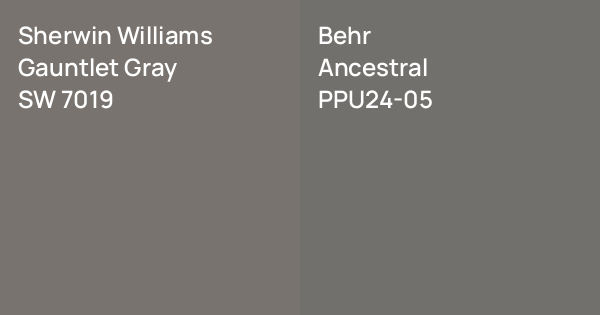 Sherwin Williams Gauntlet Gray vs. Behr Ancestral comparison
