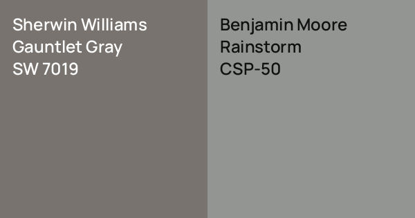 Sherwin Williams Gauntlet Gray vs. Benjamin Moore Rainstorm comparison