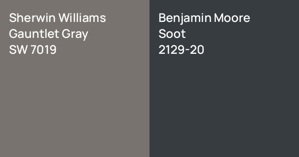 Sherwin Williams Gauntlet Gray vs. Benjamin Moore Soot comparison