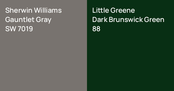 Sherwin Williams Gauntlet Gray vs. Little Greene Dark Brunswick Green ...