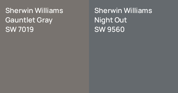 Sherwin Williams Gauntlet Gray vs. Sherwin Williams Night Out comparison