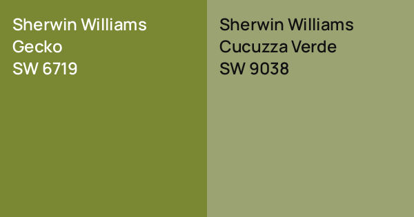 Sherwin Williams Gecko vs. Sherwin Williams Cucuzza Verde comparison