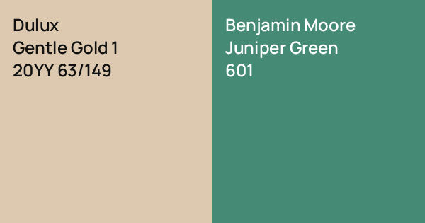 Dulux Gentle Gold 1 vs. Benjamin Moore Juniper Green comparison