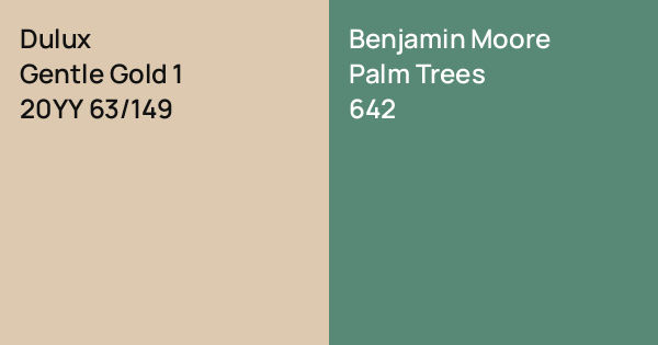 Dulux Gentle Gold 1 vs. Benjamin Moore Palm Trees comparison