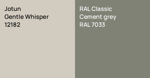 Jotun Gentle Whisper vs. RAL Classic Cement grey comparison