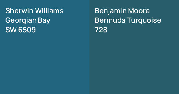 Sherwin Williams Georgian Bay vs. Benjamin Moore Bermuda Turquoise ...