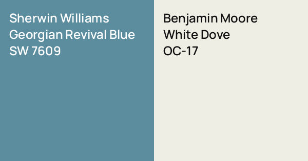 Sherwin Williams Georgian Revival Blue vs. Benjamin Moore White Dove ...