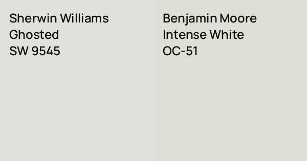 Sherwin Williams Ghosted vs. Benjamin Moore Intense White comparison