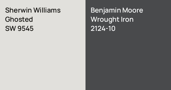 Sherwin Williams Ghosted vs. Benjamin Moore Wrought Iron comparison