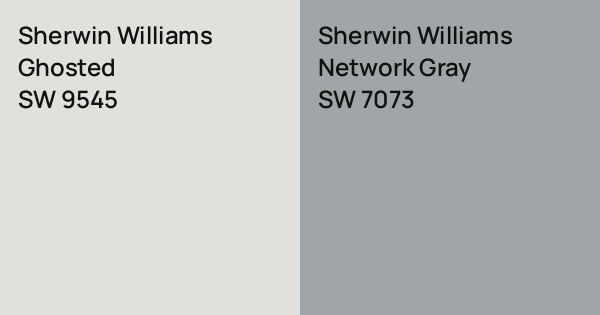 Sherwin Williams Ghosted vs. Sherwin Williams Network Gray comparison