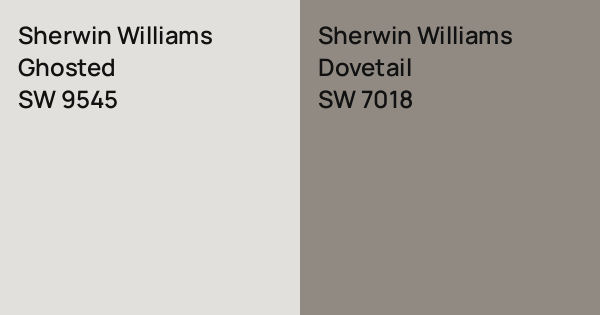 Sherwin Williams Ghosted vs. Sherwin Williams Dovetail comparison