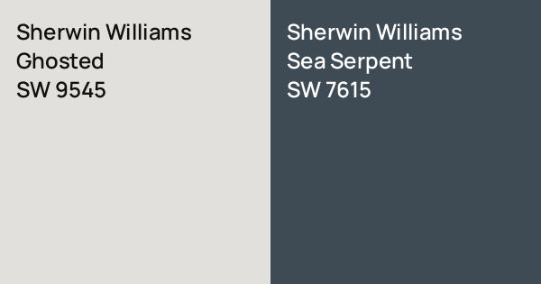 Sherwin Williams Ghosted vs. Sherwin Williams Sea Serpent comparison